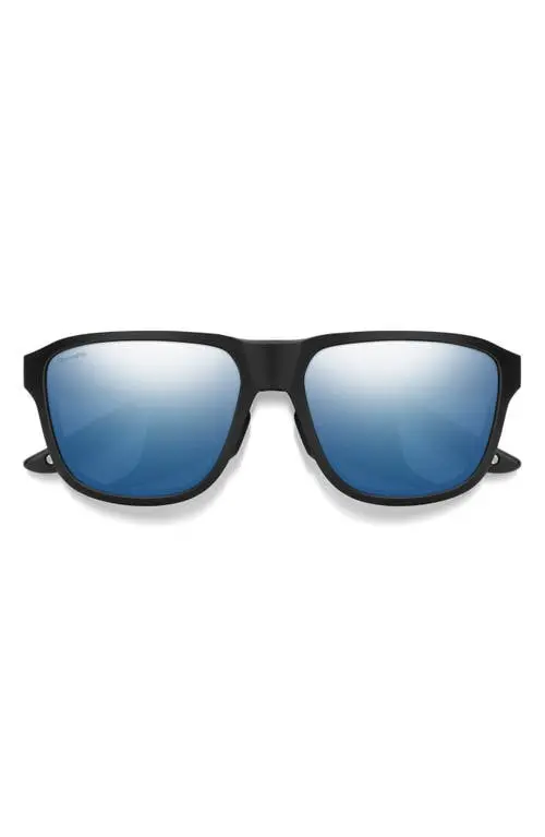 SMITH Embark 58mm Chromapop™ Polarized Square Sunglasses - Matte Black / Chromapop Blue