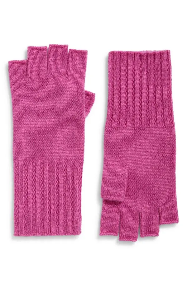 Nordstrom Cashmere Fingerless Gloves - Purple Orchid