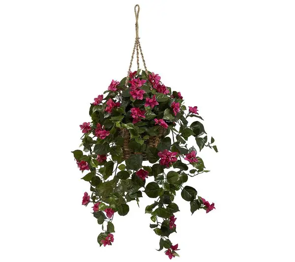 NEARLY NATURAL Bougainvillea Silk Hanging Basket Nearly Nat Ural - One-color