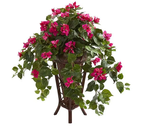 NEARLY NATURAL Bougainvillea Plant In Stand Planter Nearly Atural - One-color