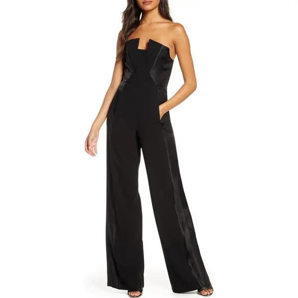 Black Halo Lena Strapless Jumpsuit - Black Black