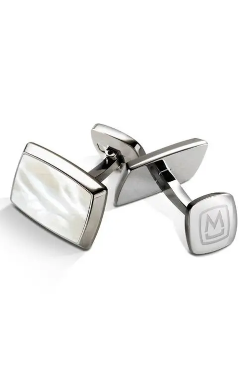 M-CLIP® Stainless Steel Cuff Links - Stainless Steel/white Pearl