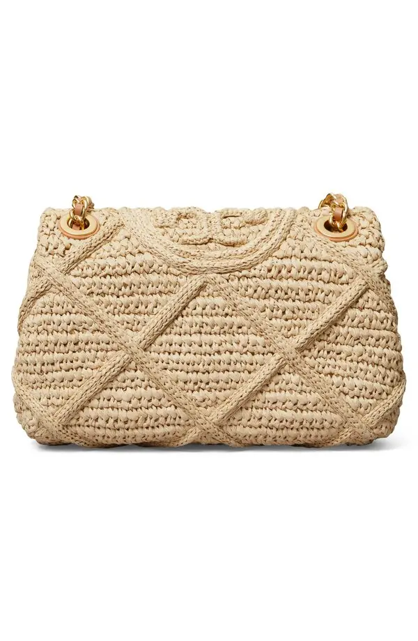 Tory Burch Fleming Small Straw Convertible Shoulder Bag