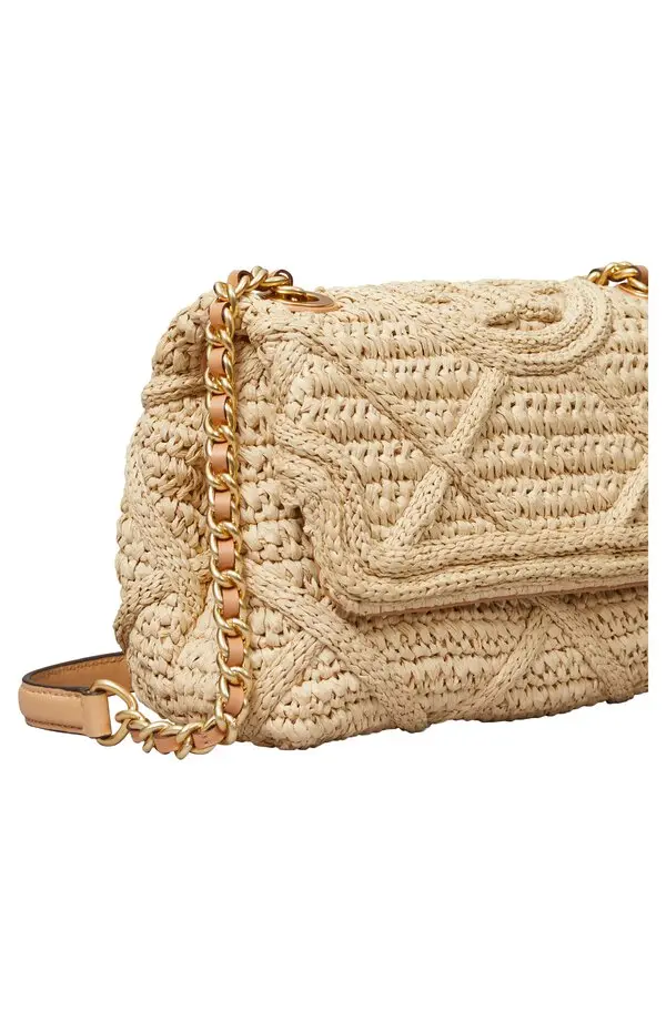 Tory Burch Fleming Small Straw Convertible Shoulder Bag