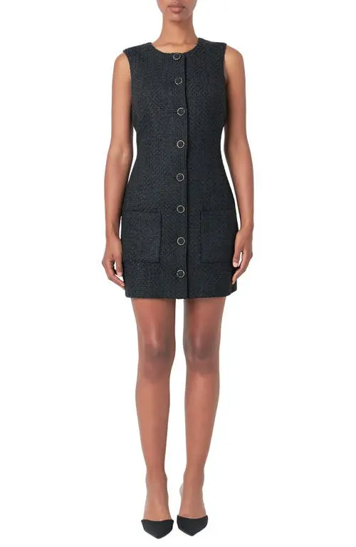 Endless Rose Sleeveless Tweed Minidress - Black