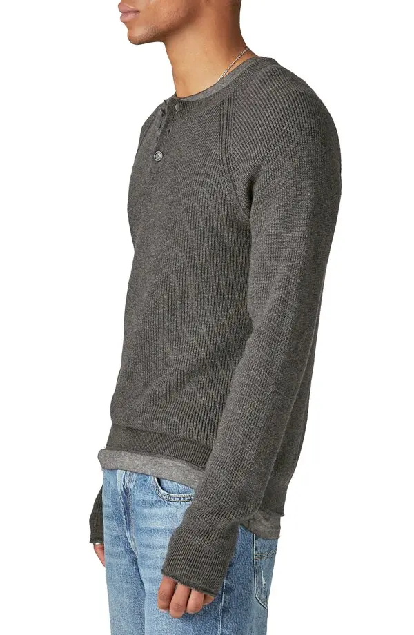 Lucky Brand Henley Sweater - Charcoal Heather