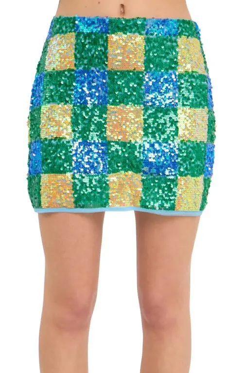 MARSY Endless Rose Sequin Checked Miniskirt