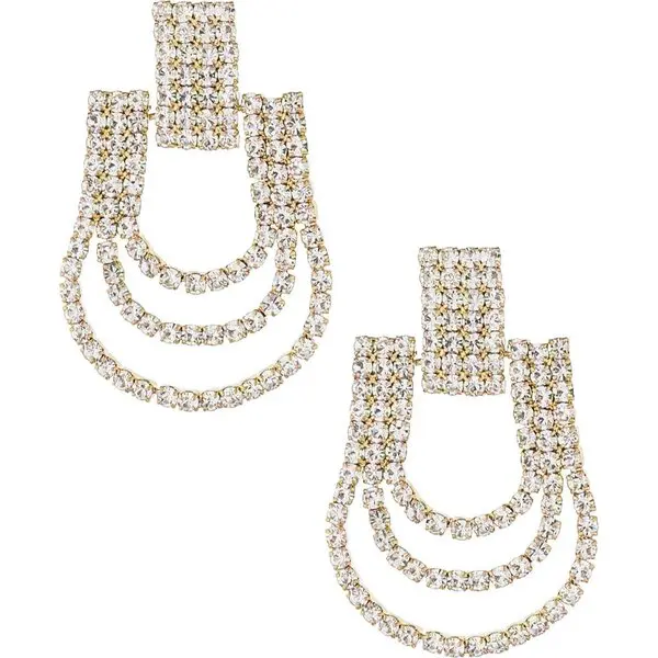 Ettika Crystal Door Knocker Earrings - Gold