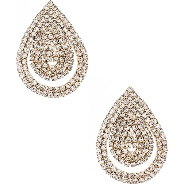 Ettika Crystal Teardrop Stud Earrings - Gold