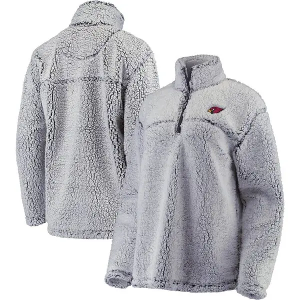 G-III 4HER BY CARL BANKS Arizona Cardinals Sherpa Quarter-zip Pullover Jacket - Gray