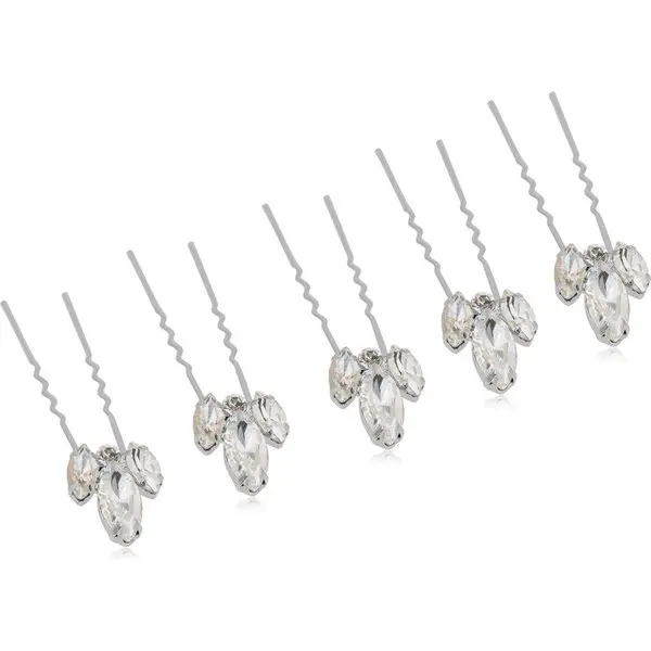 Brides & Hairpins Set Of 5 Hair Pins - Silver