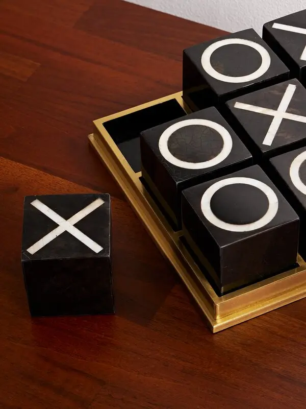L'Objet Deco Shell And Brass Tic-tac-toe Set - Black