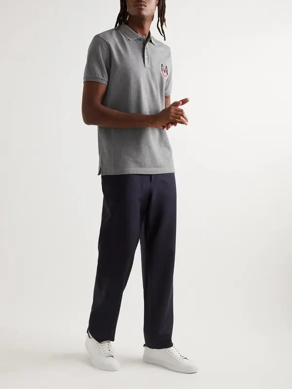 Moncler Logo-embroidered Cotton-piqué Polo Shirt