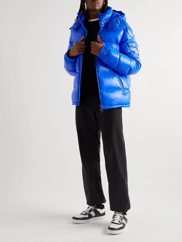 Moncler Maya Quilted Hooded Down Jacket - Blue