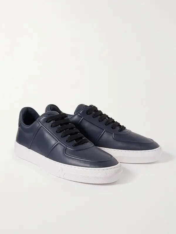 Moncler Logo-appliquéd Leather Sneakers - Blue