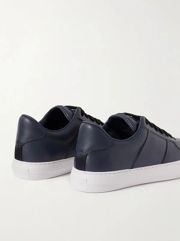 Moncler Logo-appliquéd Leather Sneakers - Blue