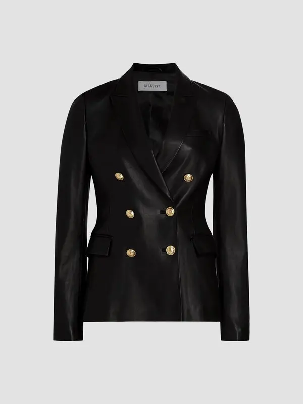 Derek Lam 10 Crosby Franklin Double-breasted Leather Jacket