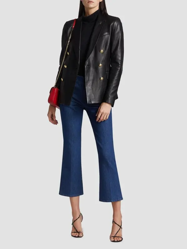 Derek Lam 10 Crosby Franklin Double-breasted Leather Jacket