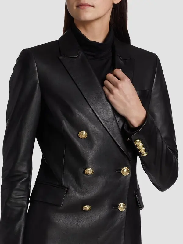 Derek Lam 10 Crosby Franklin Double-breasted Leather Jacket