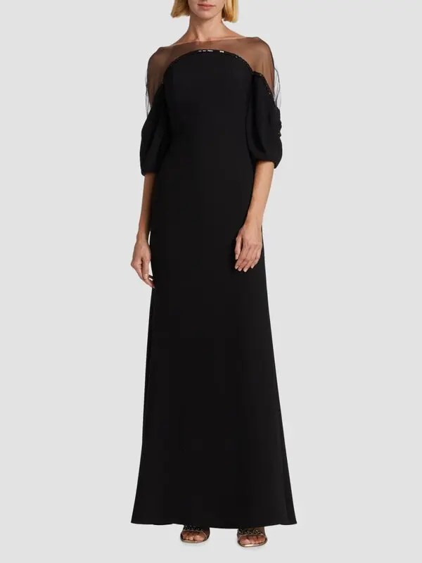 Rene Ruiz Collection Bead-embellished Illusion-neck Gown