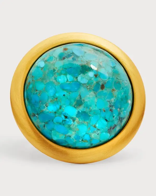 Nest Jewelry Brushed Gold Ring - Turquoise