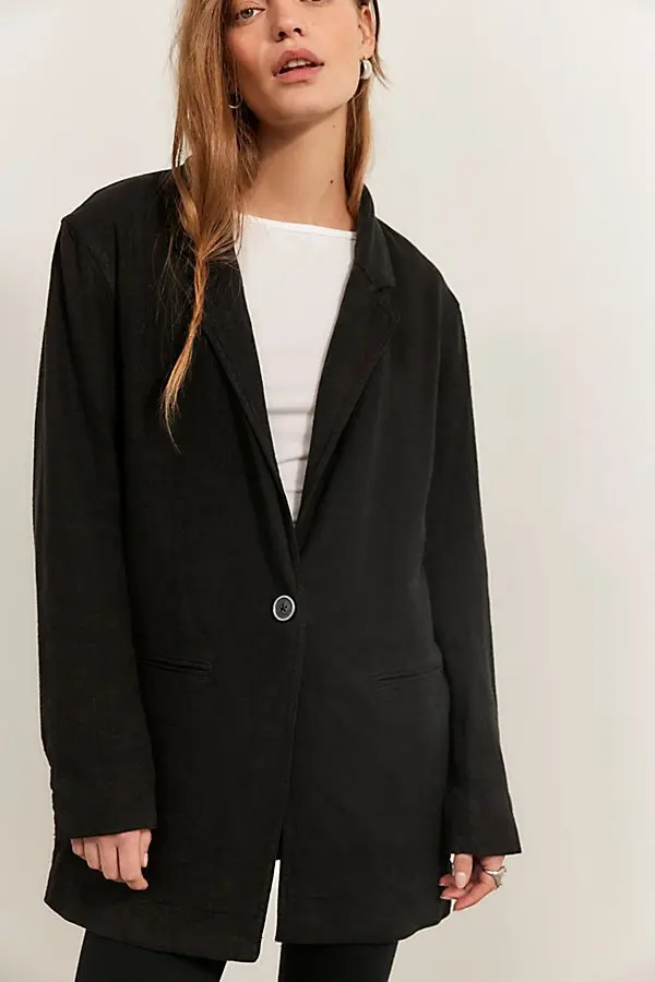 Free People Beckett Boyfriend Blazer - Black