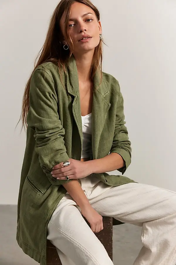 Free People Beckett Boyfriend Blazer - Sage