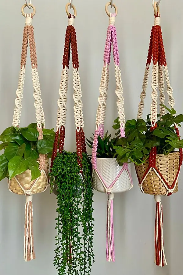 I WOULD RATHER KNOT Macrame Plant Hanger - Red