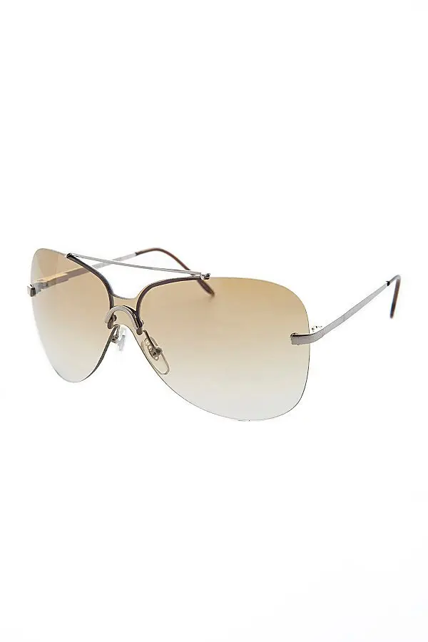 SUNGLASS MUSEUM Vintage Rimless Butterfly Sunglasses - Brown