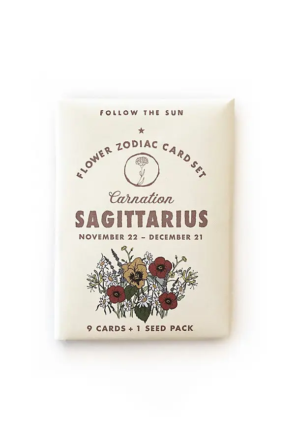 THREE POTATO FOUR Flower Zodiac Sticker Card Set - Sagittarius