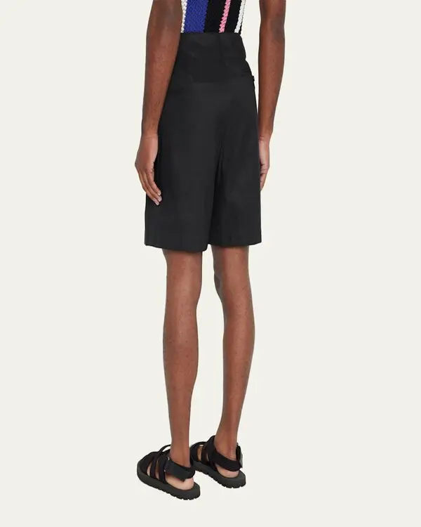 3.1 Phillip Lim Pleated Tailored Shorts With Self-belt - Black