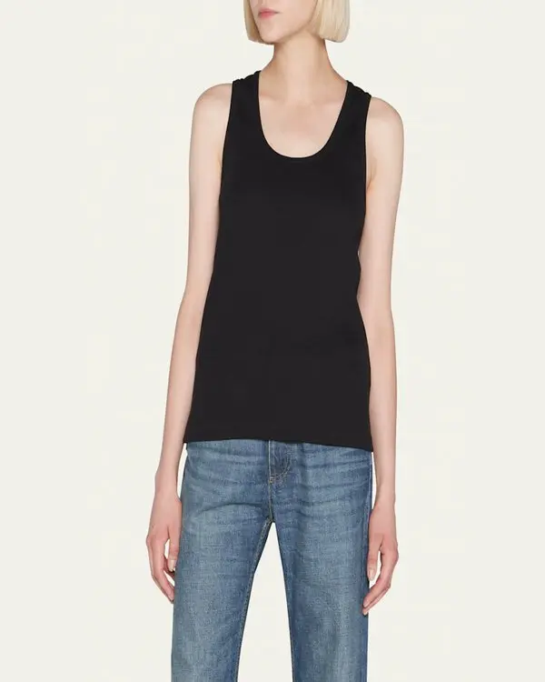 Bottega Veneta Dry Stretch Cotton Ribbed Tank Top - Nero