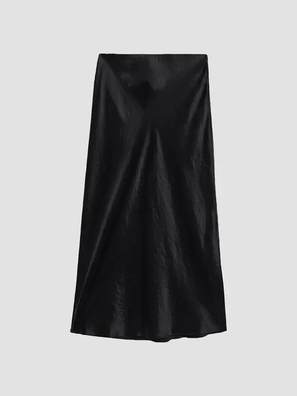 Vince Split Satin Midi-skirt - Black