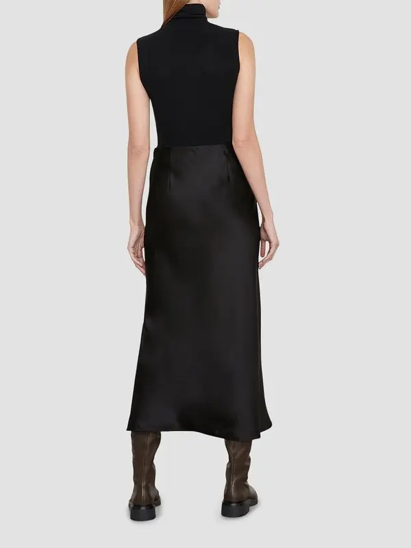 Vince Split Satin Midi-skirt - Black