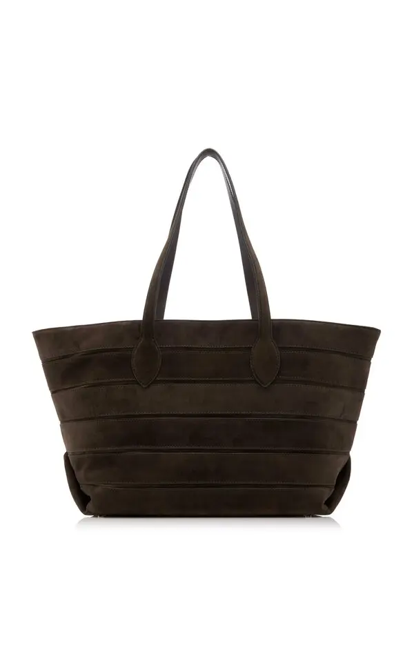 Khaite Florence Striped Suede Tote Bag