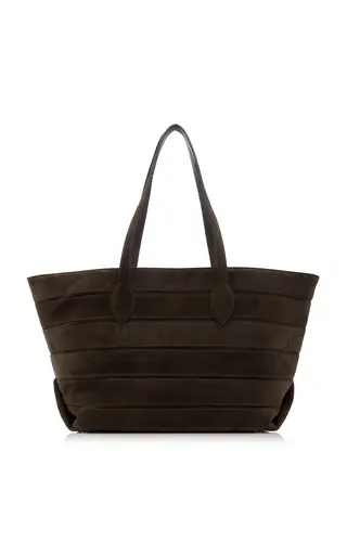Khaite Florence Striped Suede Tote Bag