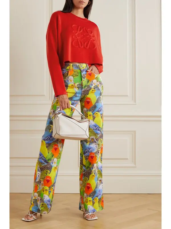 Loewe Cropped Embroidered Wool-blend Sweater