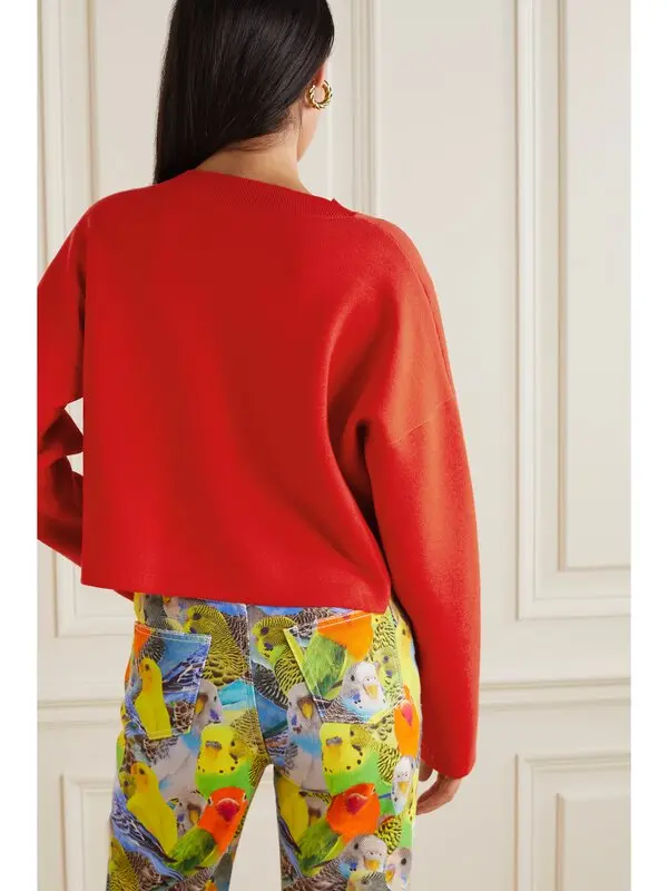 Loewe Cropped Embroidered Wool-blend Sweater