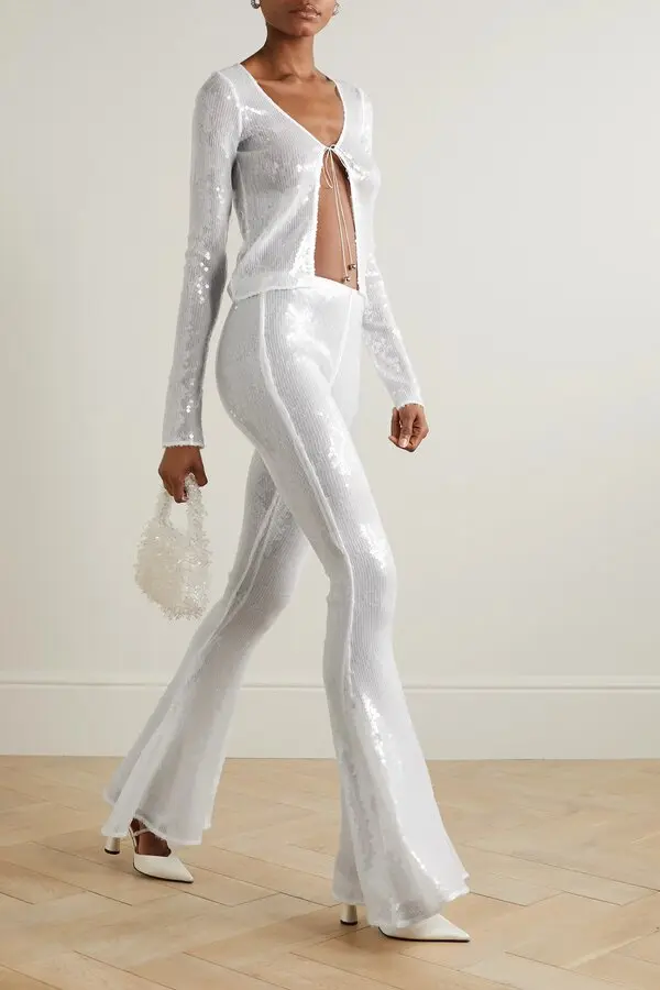16Arlington Koro Sequined Tulle Flared Pants
