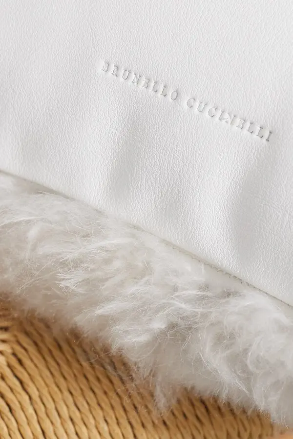 Brunello Cucinelli Shearling And Leather Cushion