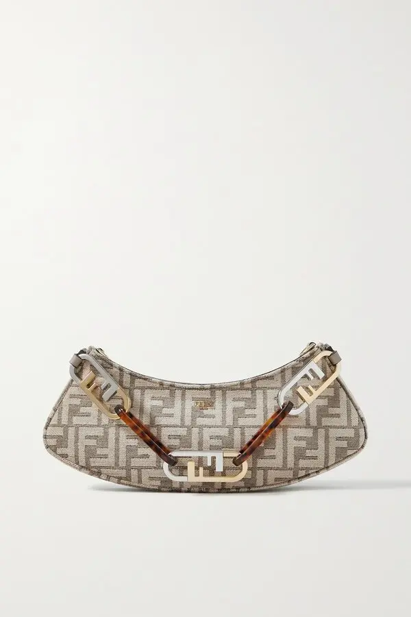 Fendi O'lock Swing Logo-jacquard Chenille Shoulder Bag