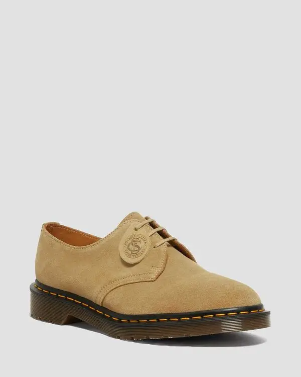 Dr. Martens 1461 Made In England Buck Suede Oxfords - Cream
