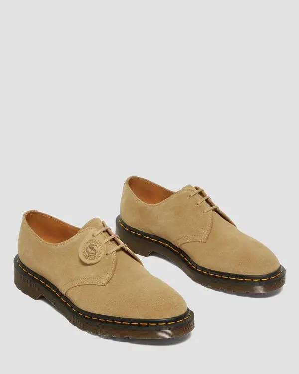 Dr. Martens 1461 Made In England Buck Suede Oxfords - Cream