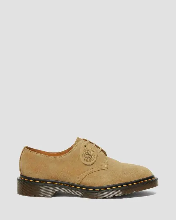 Dr. Martens 1461 Made In England Buck Suede Oxfords - Cream