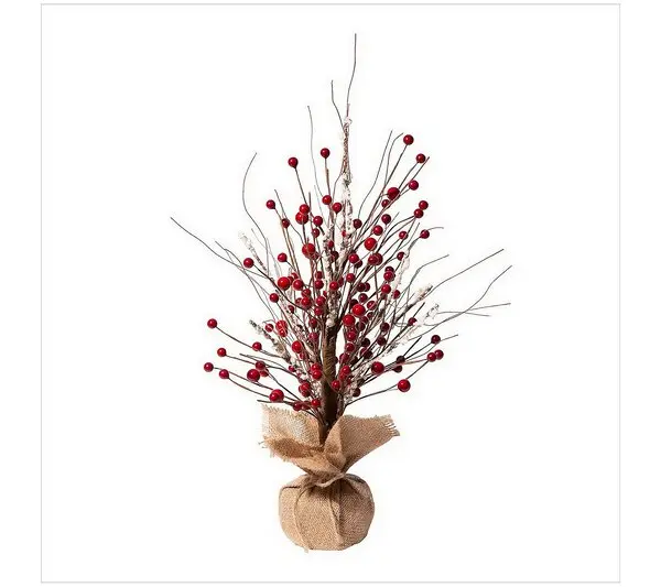 GLITZHOME Red Berry Sprigs Table Top Christmas