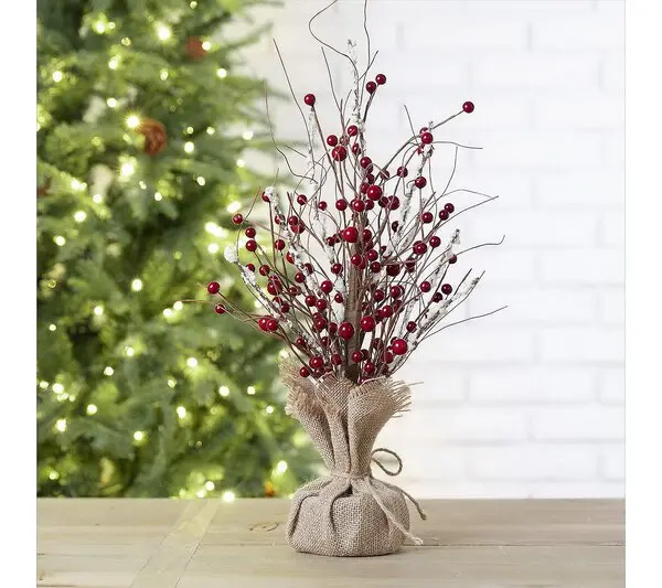 GLITZHOME Red Berry Sprigs Table Top Christmas