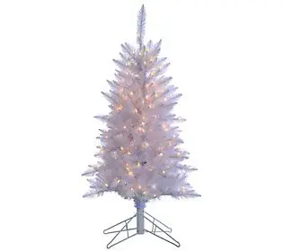 GERSON INTERNATIONAL 4' White Tiffany Tinsel Tree With 150 Lights Gerson Co - One-color