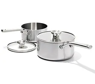 OXO Mira 4-pc Stainless Steel Covered Saucepan Et - Silver