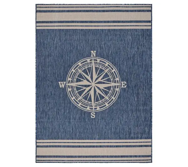 HOMEROOTS 3' X 5' Navy Nautical Indoor Outdoor Rea Rug - One-color