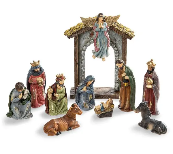 GLITZHOME Oversized Deluxe Resin Nativity Figur Ine Set S/11 - One-color